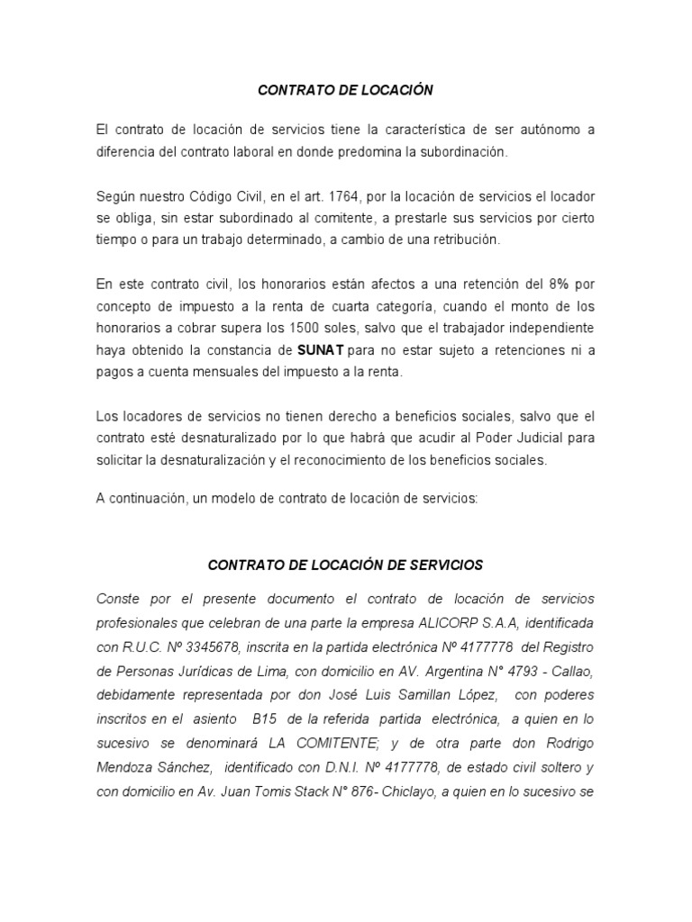 Modelo CONTRATO DE LOCACIÓN | PDF