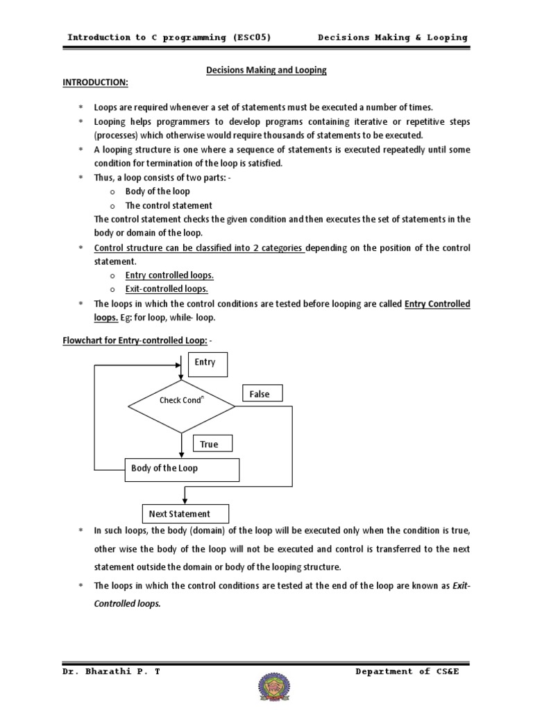 Decision Making&Looping | PDF | Control Flow | Computer Science Decision Making&Looping | PDF | Control Flow | Computer Science