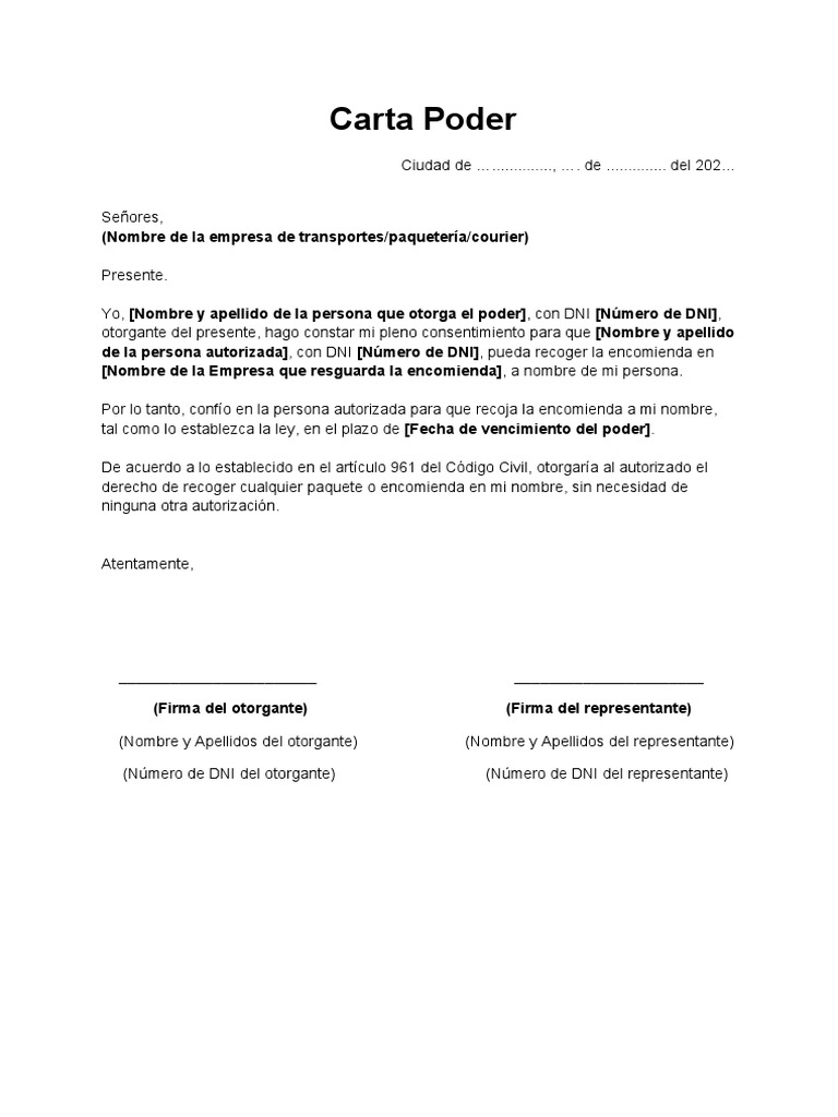 Carta Poder para Recoger Encomienda | PDF