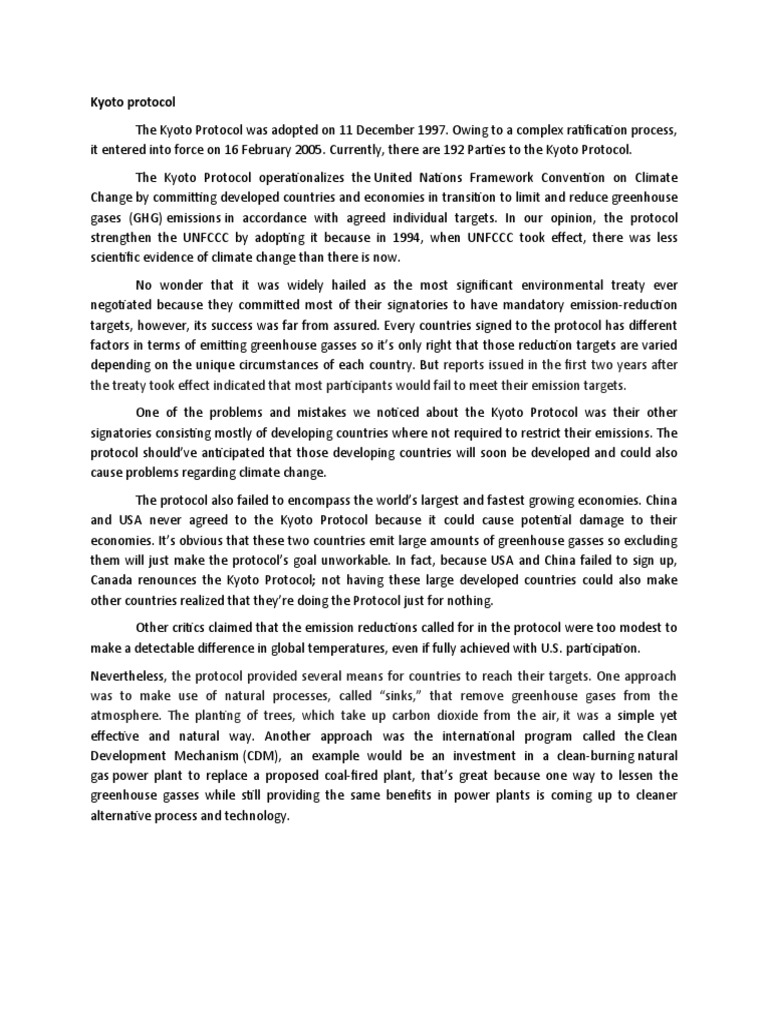 Kyoto Protocol | PDF | Kyoto Protocol | United Nations Framework ...