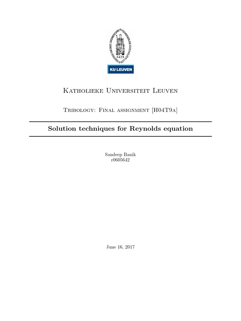Solution Techniques For Reynolds Equation | PDF | Viscosity ...