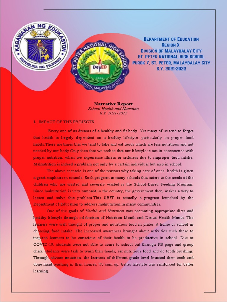 School Health and Nutrition Report 2022 | PDF | Social Science | Self ...