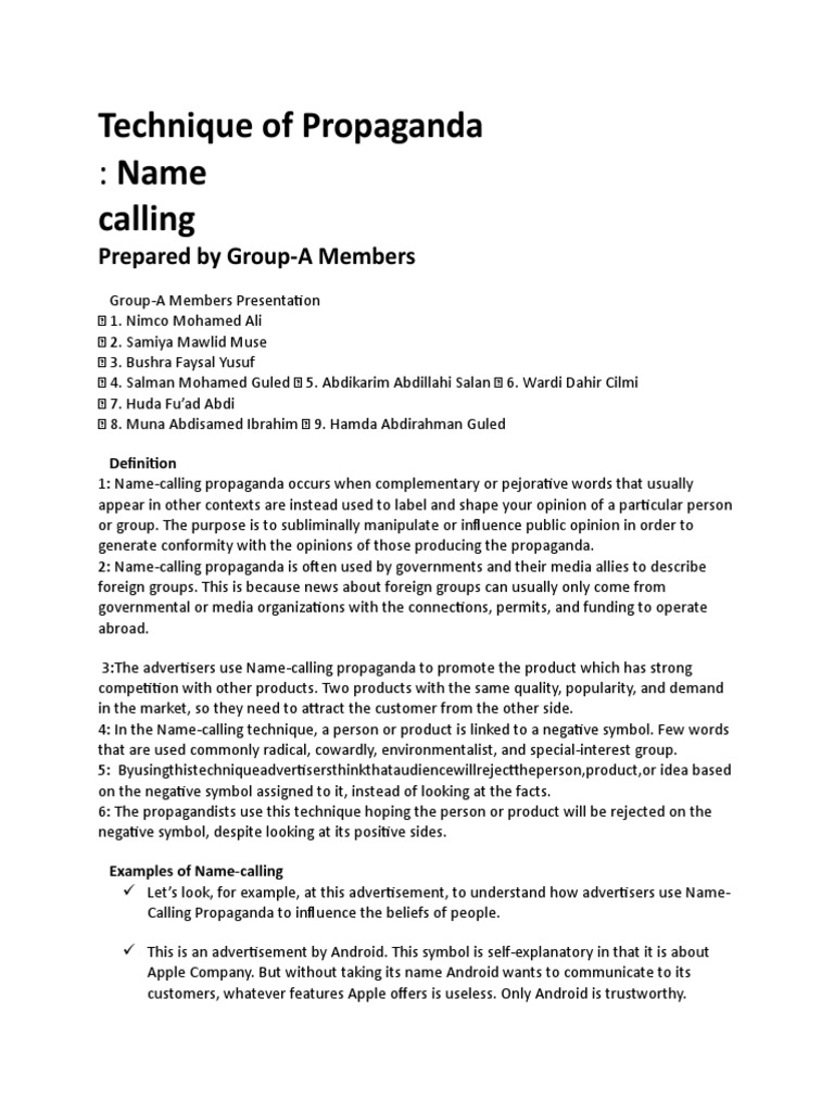 Name: Technique of Propaganda Calling | PDF | Propaganda | Apple Inc.