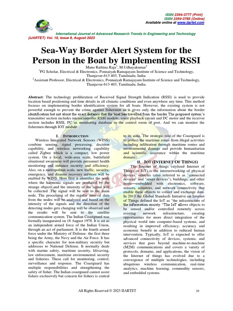 IoT-Based Boat Border Alert System | PDF