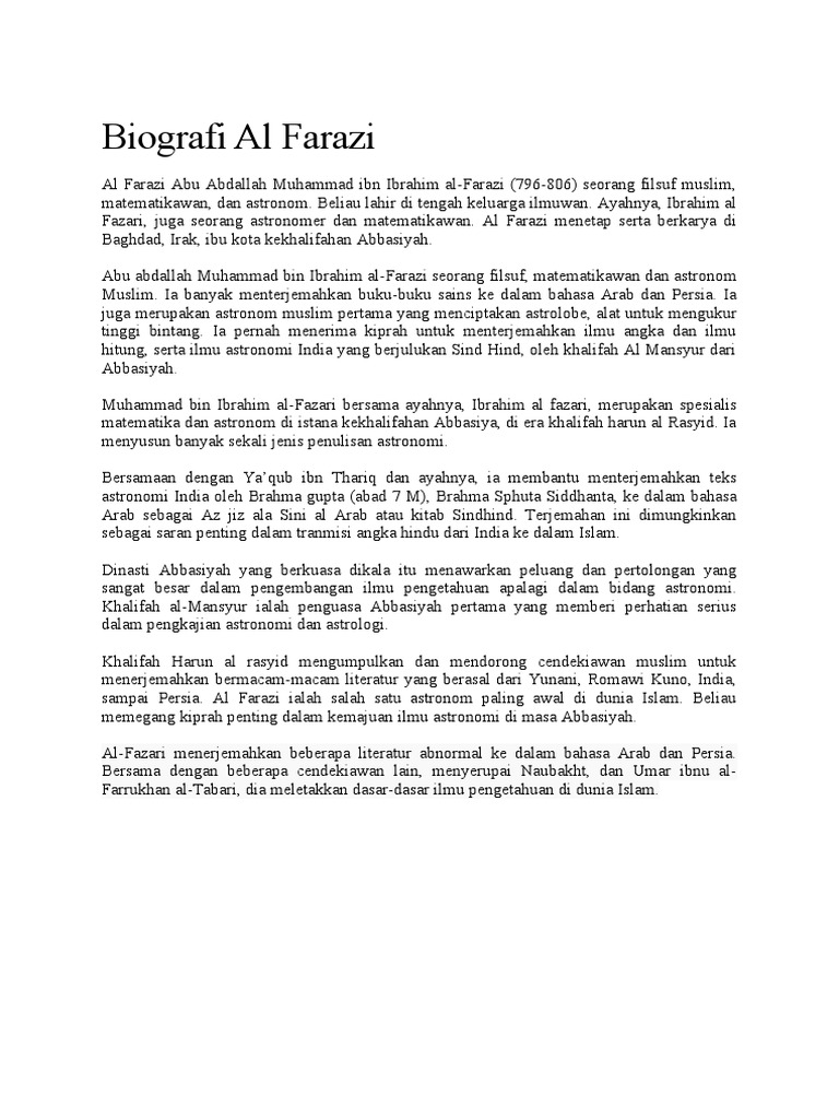 Biografi Al Farazi | PDF | Sejarah