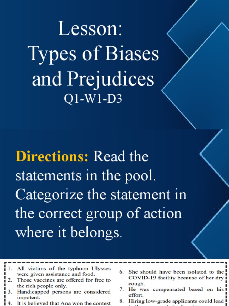 Lesson: Types of Biases and Prejudices | PDF