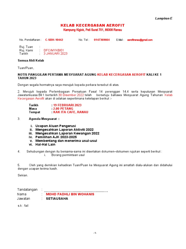 Notis Panggilan AGM | PDF