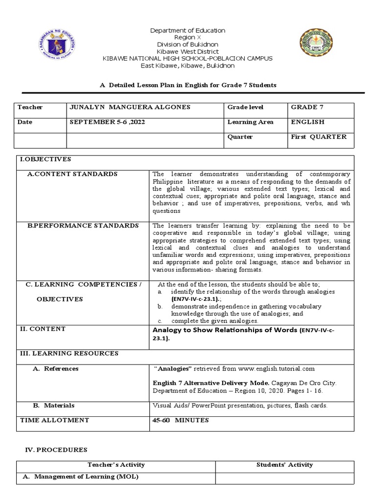Module 1 DLP - Analogy | PDF | Analogy | English Language
