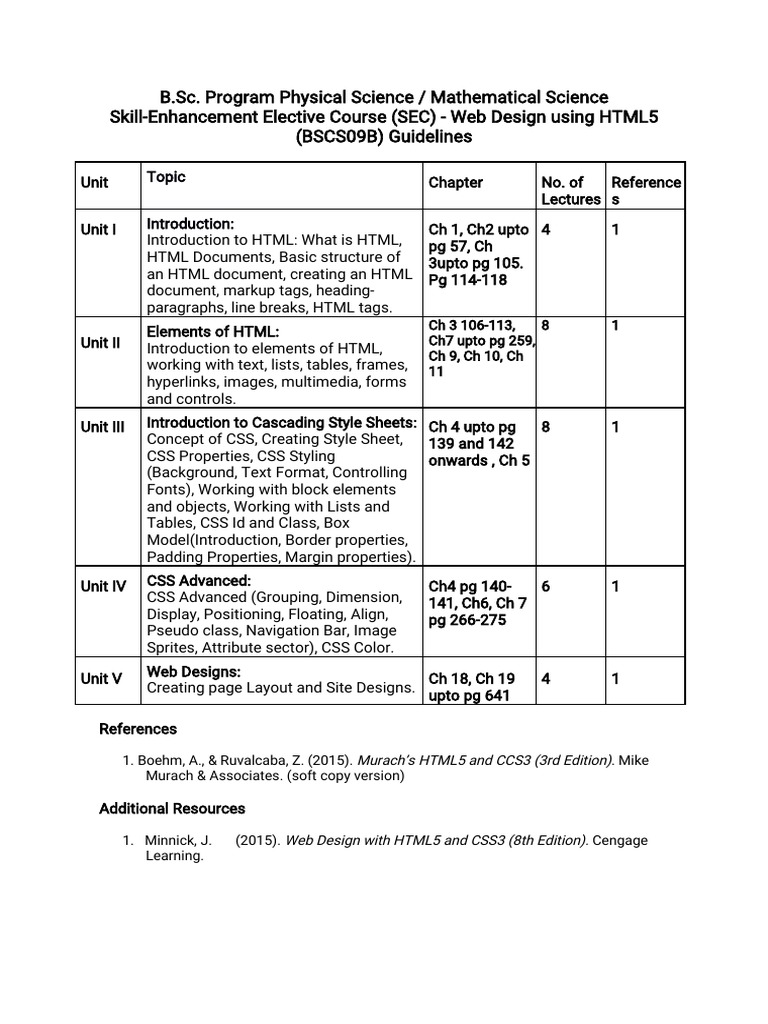 10_Web Design using HTML5 - BSCS09B guiddelines | PDF 10_Web Design using HTML5 - BSCS09B guiddelines | PDF