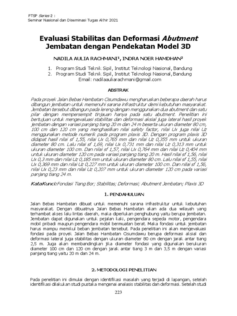 Evaluasi Stabilitas Dan Deformasi Jembatan Dengan Pendekatan Model 3D | PDF