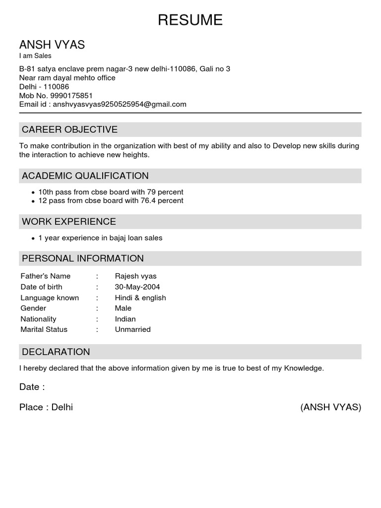 Resume: Ansh Vyas | PDF