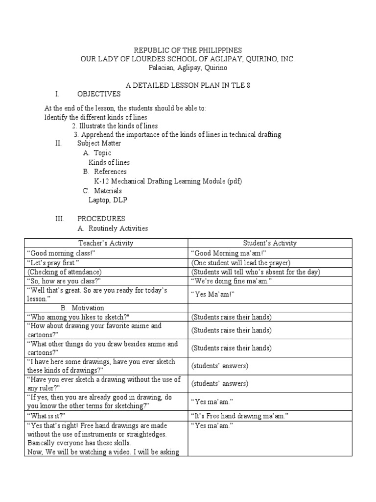 TLE 8 DLP (Kinds of Lines) | PDF