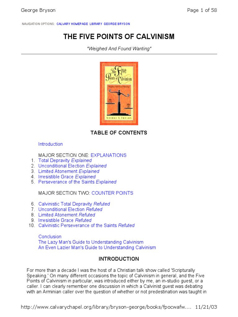 The Five Pointsof Calvinism | PDF | Calvinism | Predestination