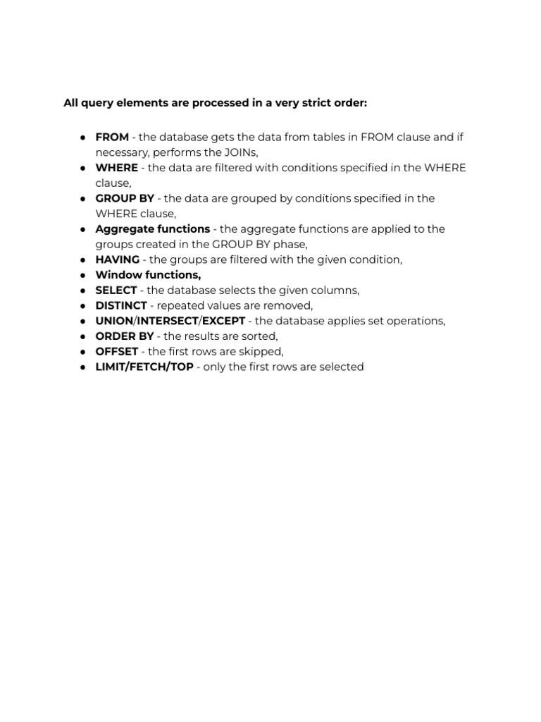 SQL Query Execution Order Guide | PDF | Computers