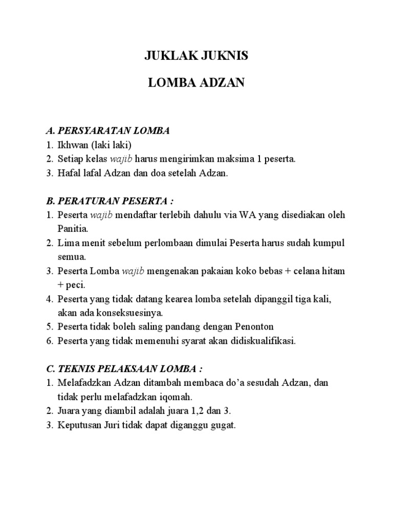 JUKLAK JUKNIS Adzan | PDF