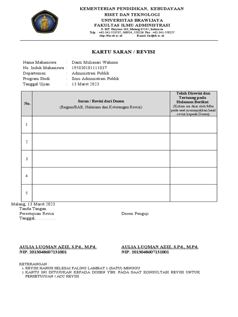 Template - Lembar Saran | PDF