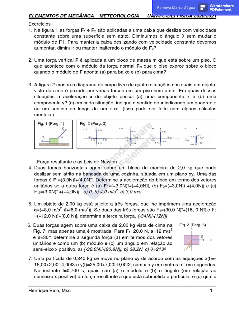 Capítulo 3 - Dinámica-Exercícios | PDF