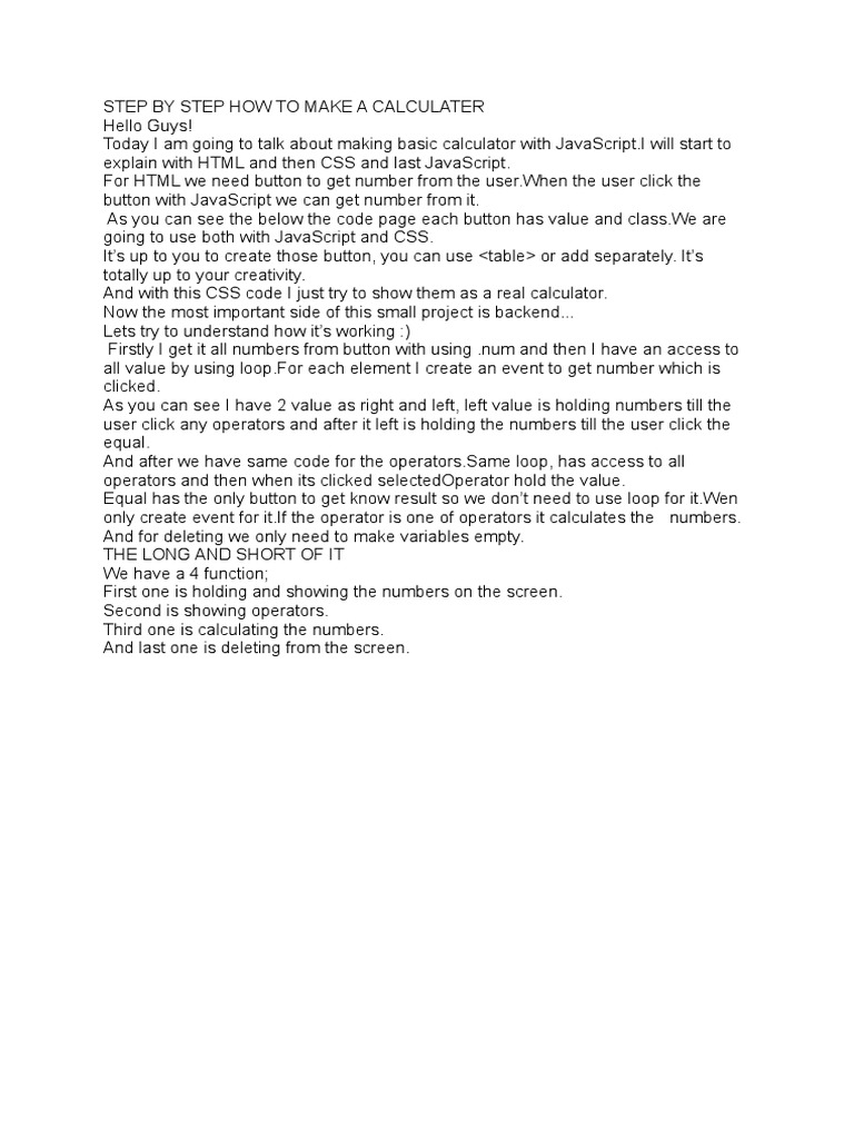 How To Build Calculator W Javascript | PDF | Computers