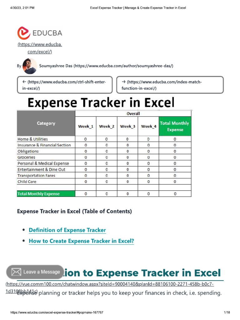 Excel Expense Tracker | PDF