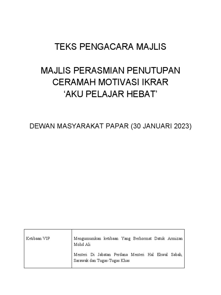 Teks Pengacara Ceramah Motivasi Ikrar | PDF