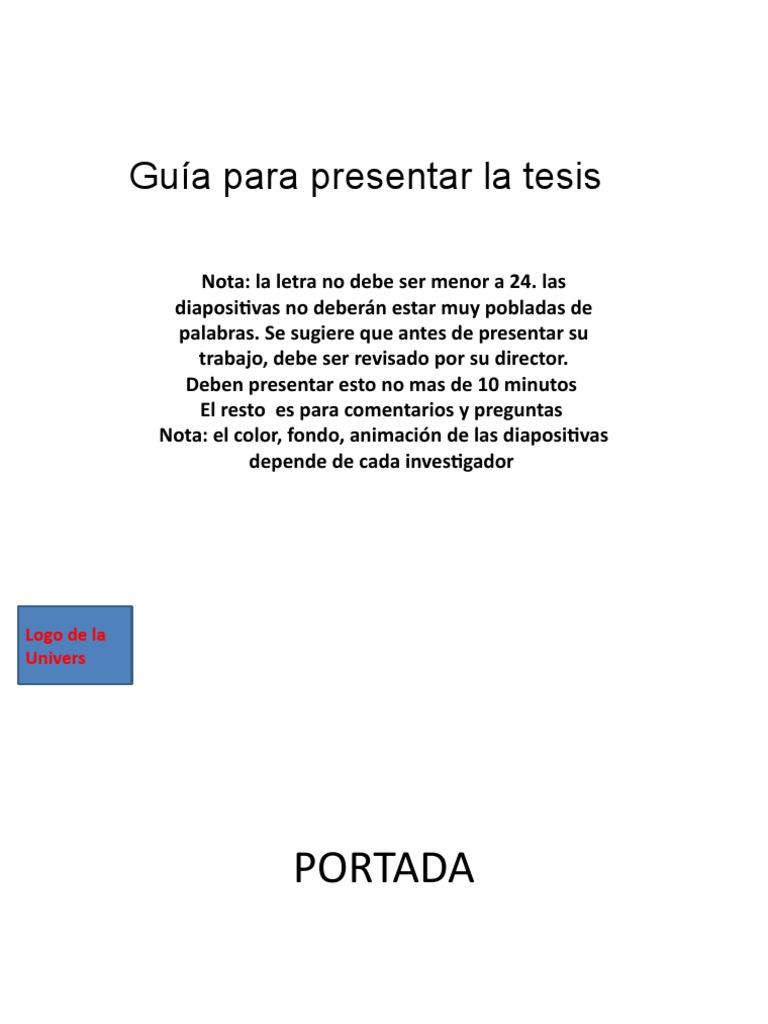 Guia para Presentacion de Tesis | PDF Guia para Presentacion de Tesis | PDF
