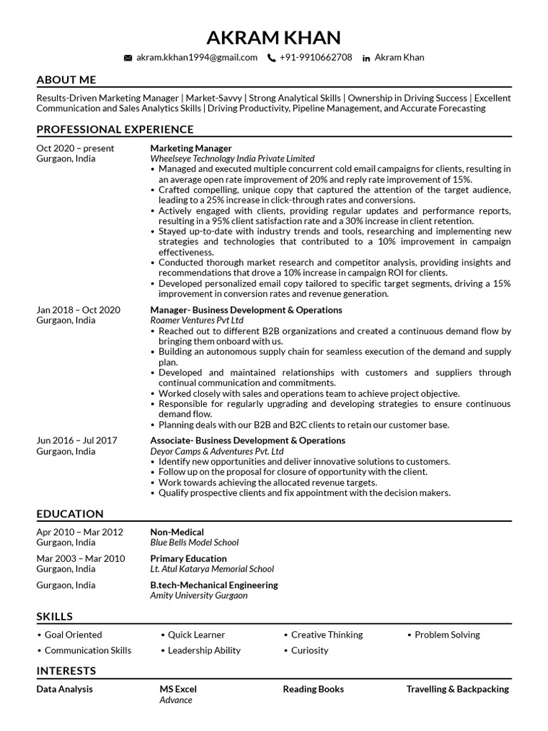 AK - MArketing Manager CV | PDF
