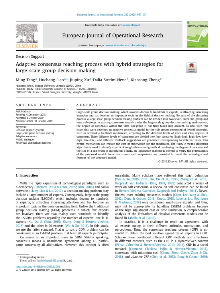 2020 - Adaptive Consensus Reaching Process With Hybrid Strategies For Large-Scale Group Decision ...