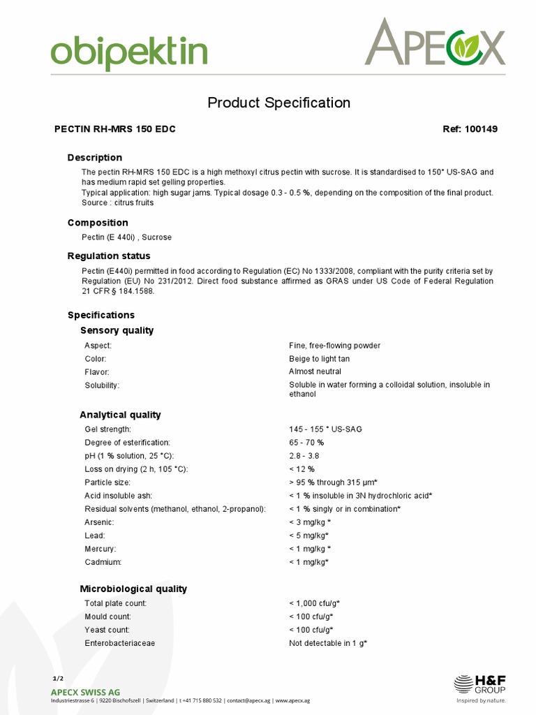 Specification Sheet Apecx | PDF