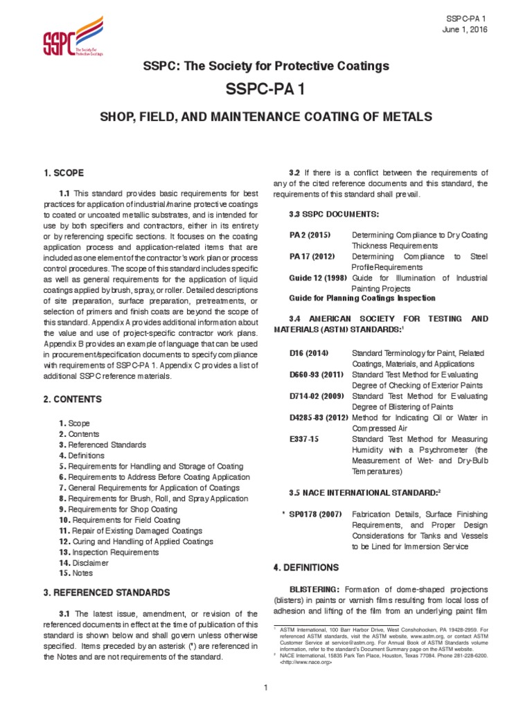 SSPC PA1 2016 - Part1 | PDF | Coating | Paint