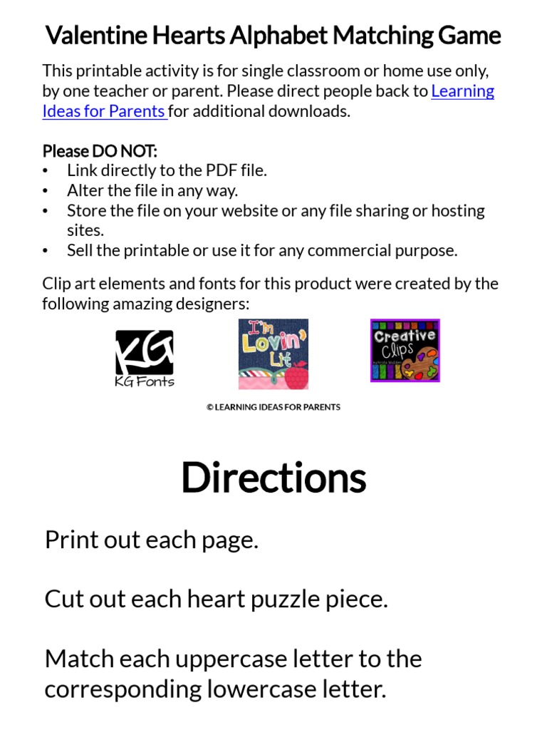 Valentine Heart Alphabet Matching Game | PDF | Career & Growth ...