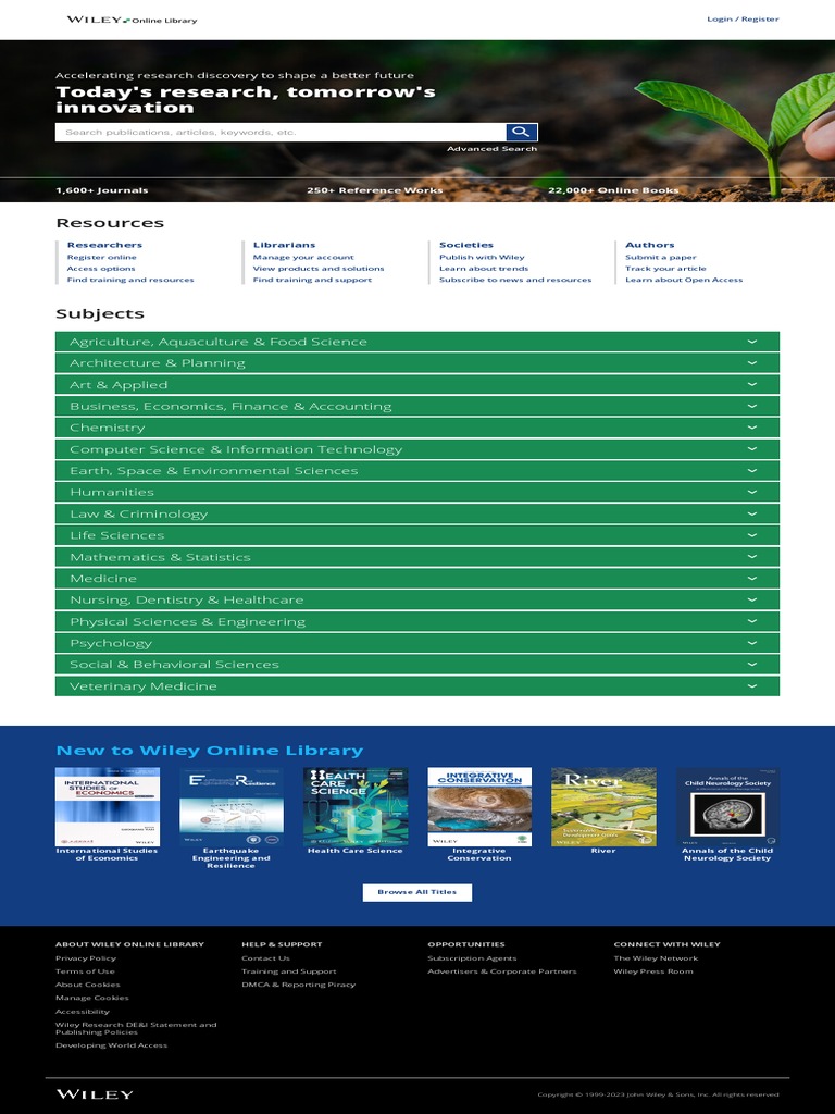 Wiley Online Library - Scientific Research Articles, Journals, Books, and Reference Works | PDF