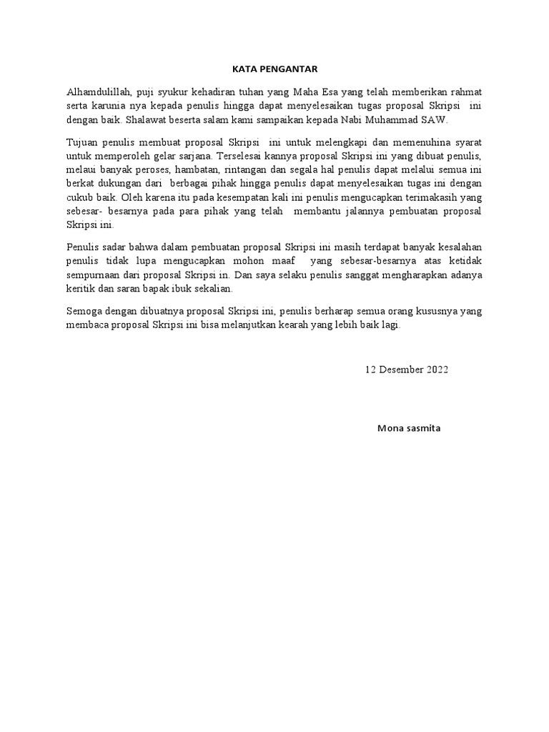 Kata Pengantar Proposal | PDF