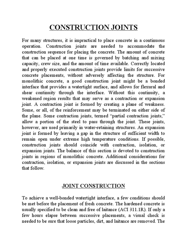 Construction Joints | PDF