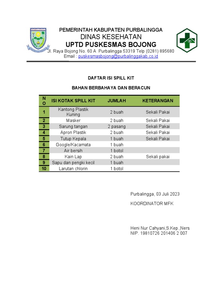 Daftar Isi Spill Kit | PDF