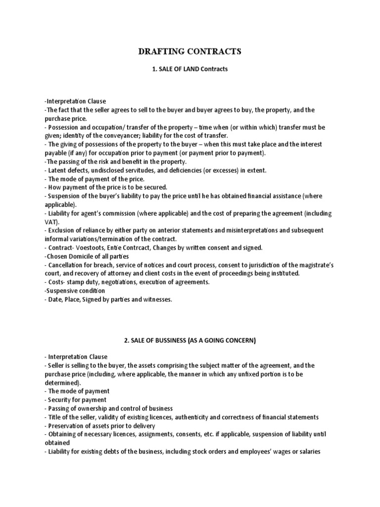 Drafting of Contracts Study Notes | PDF | Lease | Partnership