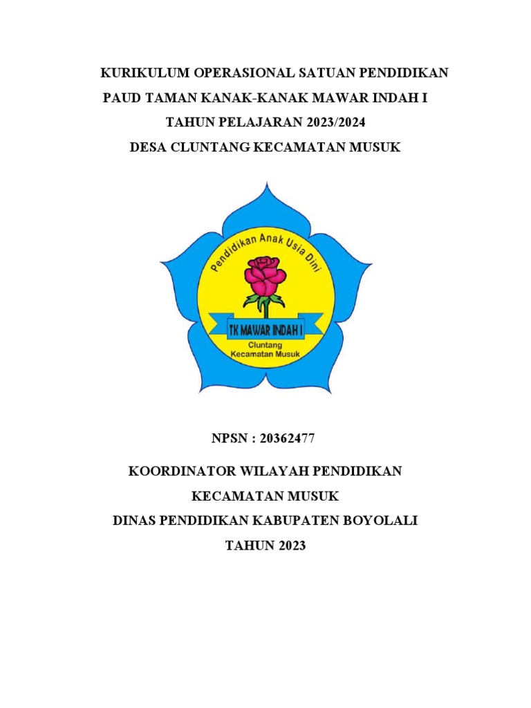 Kosp 2023-2024 TK Mawar Indah I | PDF