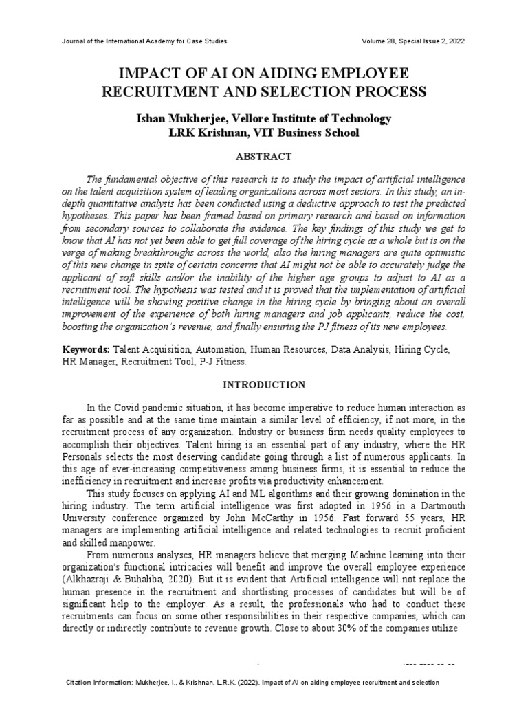 Impact Of Ai On Aiding Employee Recruitment And Selection Process 1532