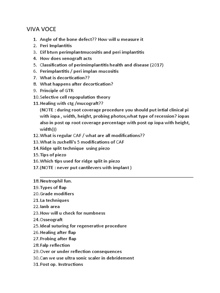 Viva Voce | PDF | Medical Specialties | Clinical Medicine