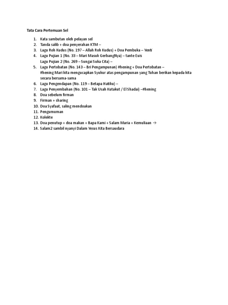 Tata Cara Pertemuan Sel 1 | PDF