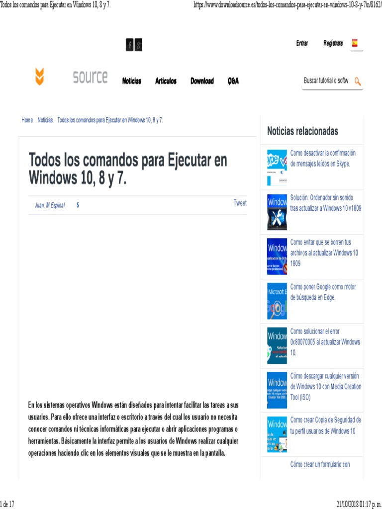 Todos Los Comandos para Ejecutar en Windows 10, 8 y 7 | PDF | Windows 10 | Microsoft Windows