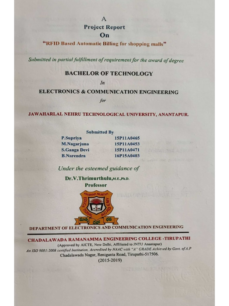 Project Report 2015-2019 Ece-B | PDF