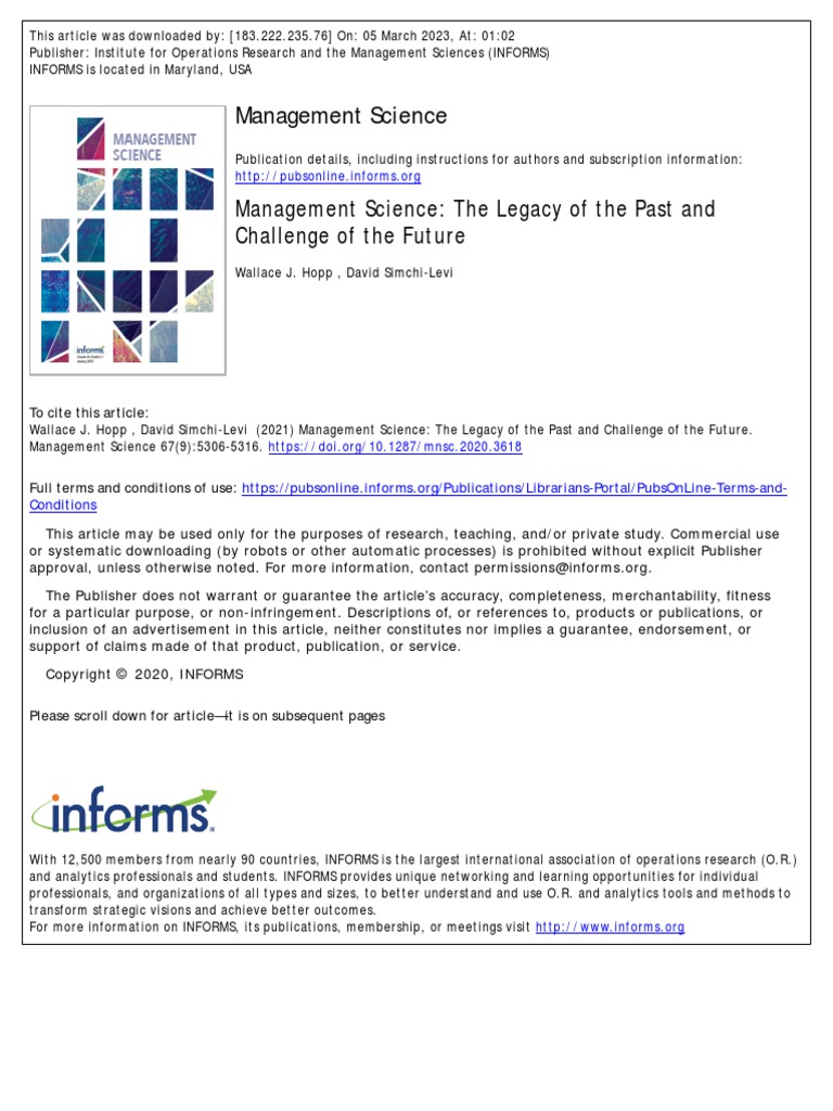 2 (Management Science - The Legacy of The Past and Challenge of The Future) | PDF | Science ...