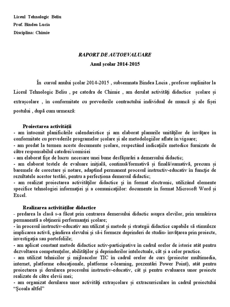 Raport de Activitate | PDF