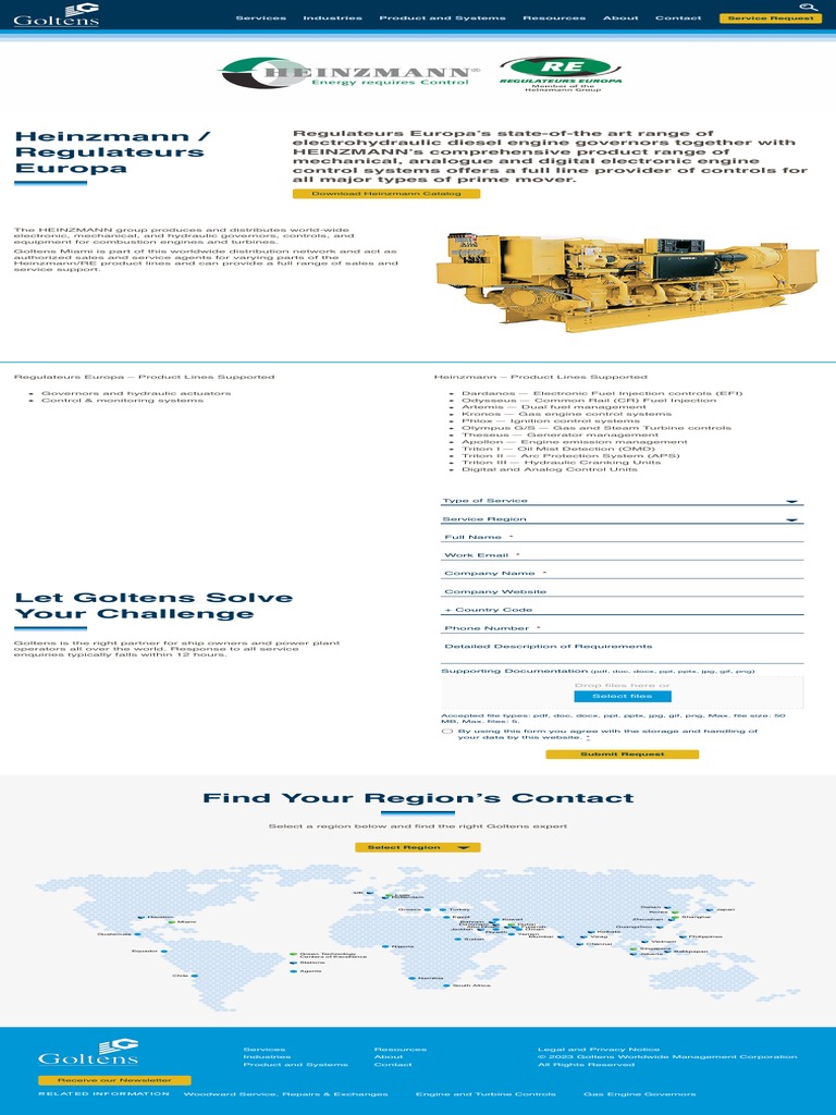 Heinzmann Engine Control Solutions - Goltens | PDF