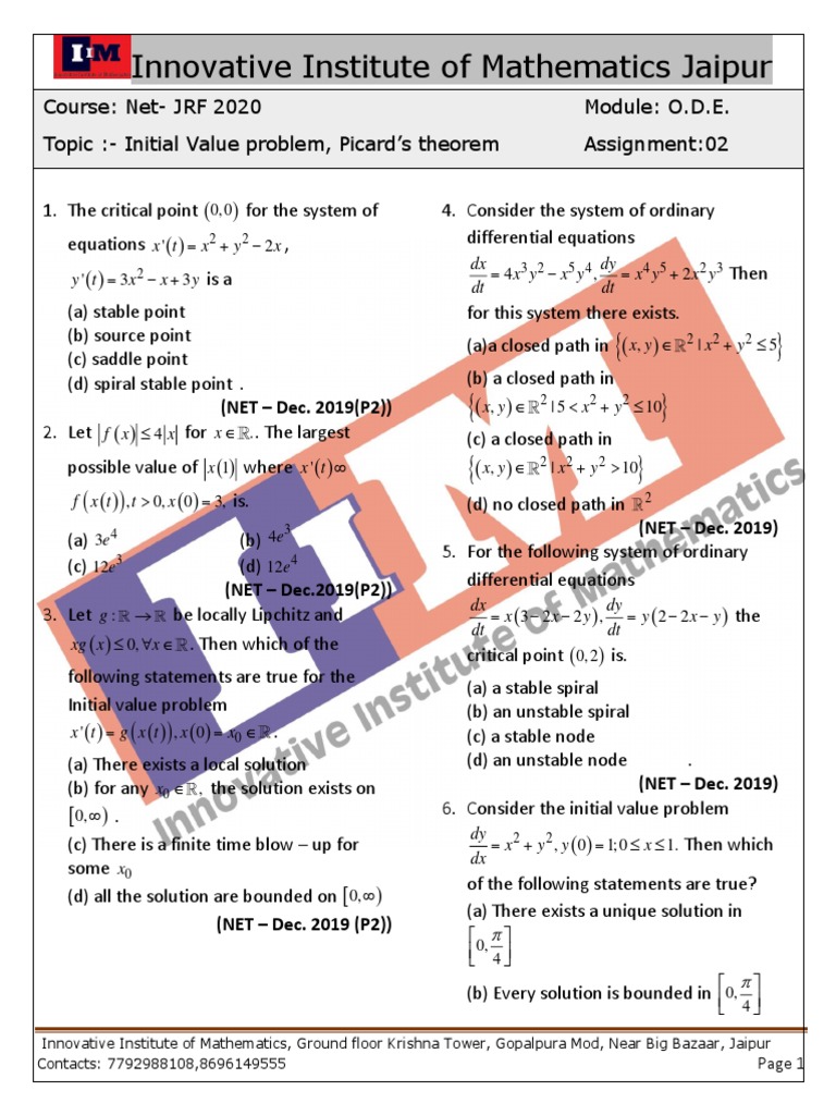 ODE Assignment 02 | PDF