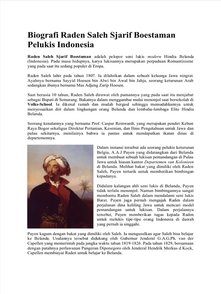 Dokumen - Tips - Biografi Raden Saleh Sjarif Boestaman Pelukis ...