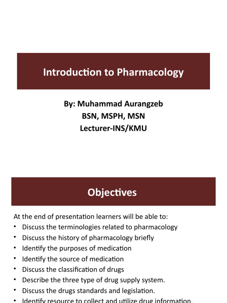Pharmacology Basics & History | PDF | Wellness