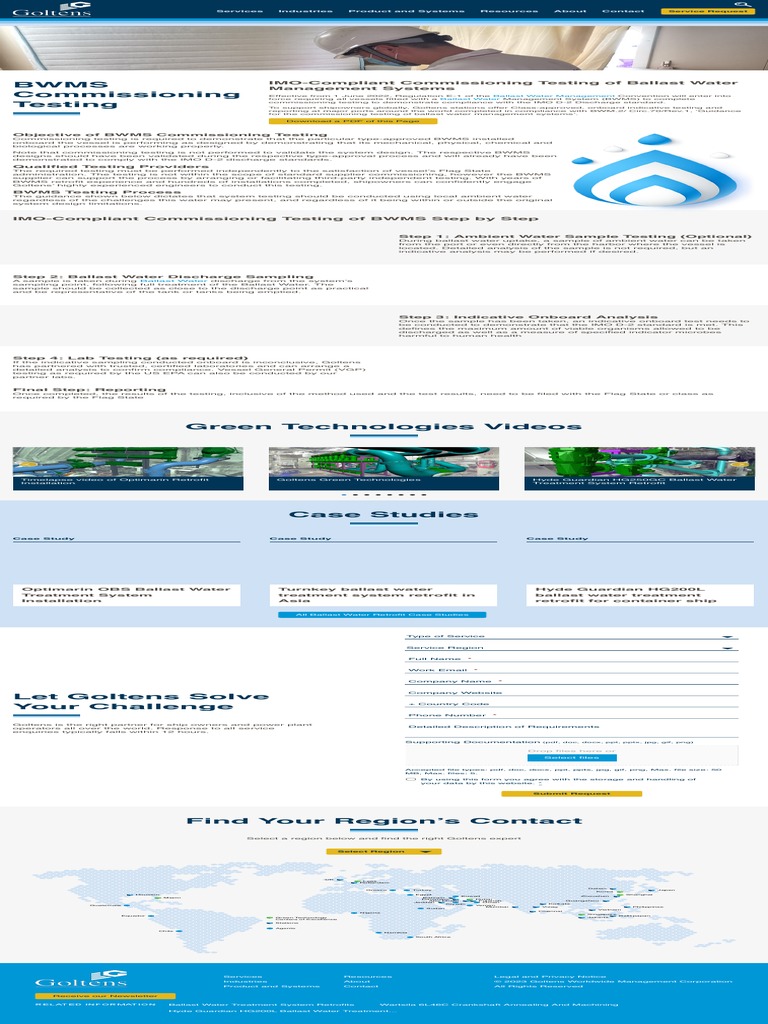 BWMS Commissioning Testing - Goltens | PDF