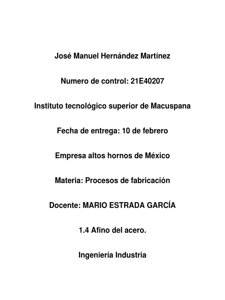 Proceso de afino del acero | PDF | Hierro | Arrabio