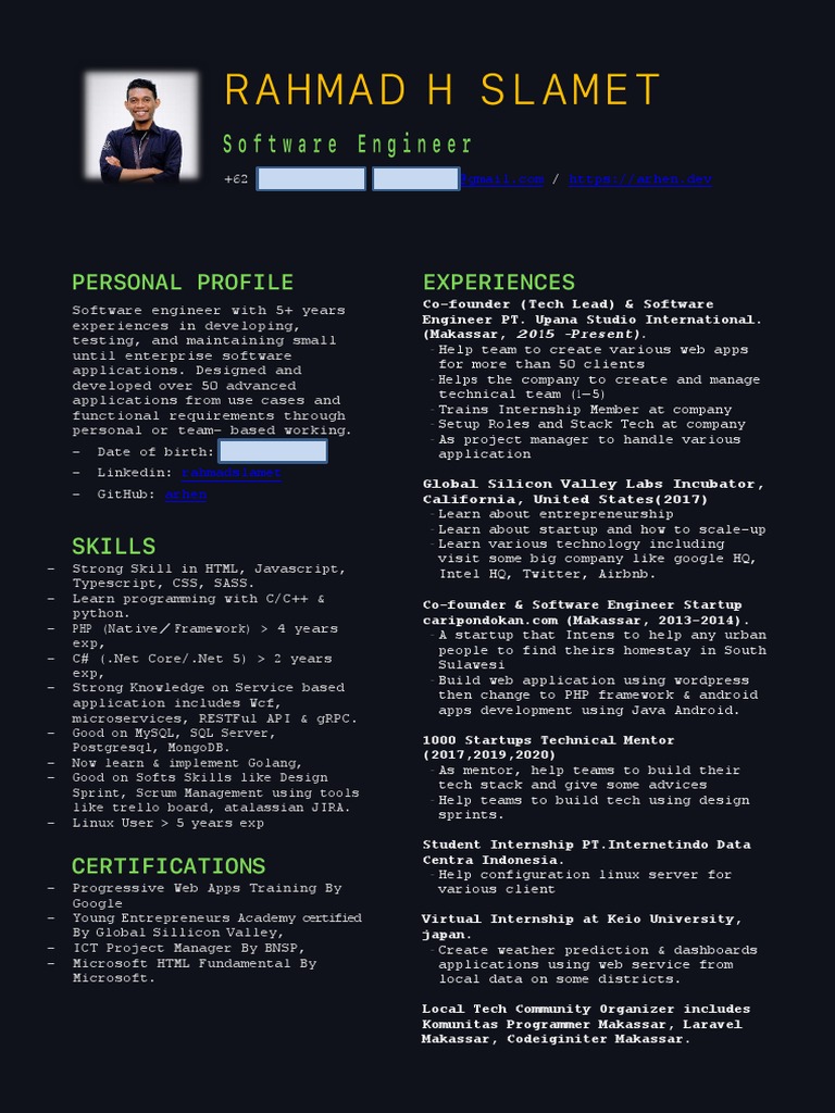 Rahmadslamet CV Dummy | PDF | World Wide Web | Internet & Web